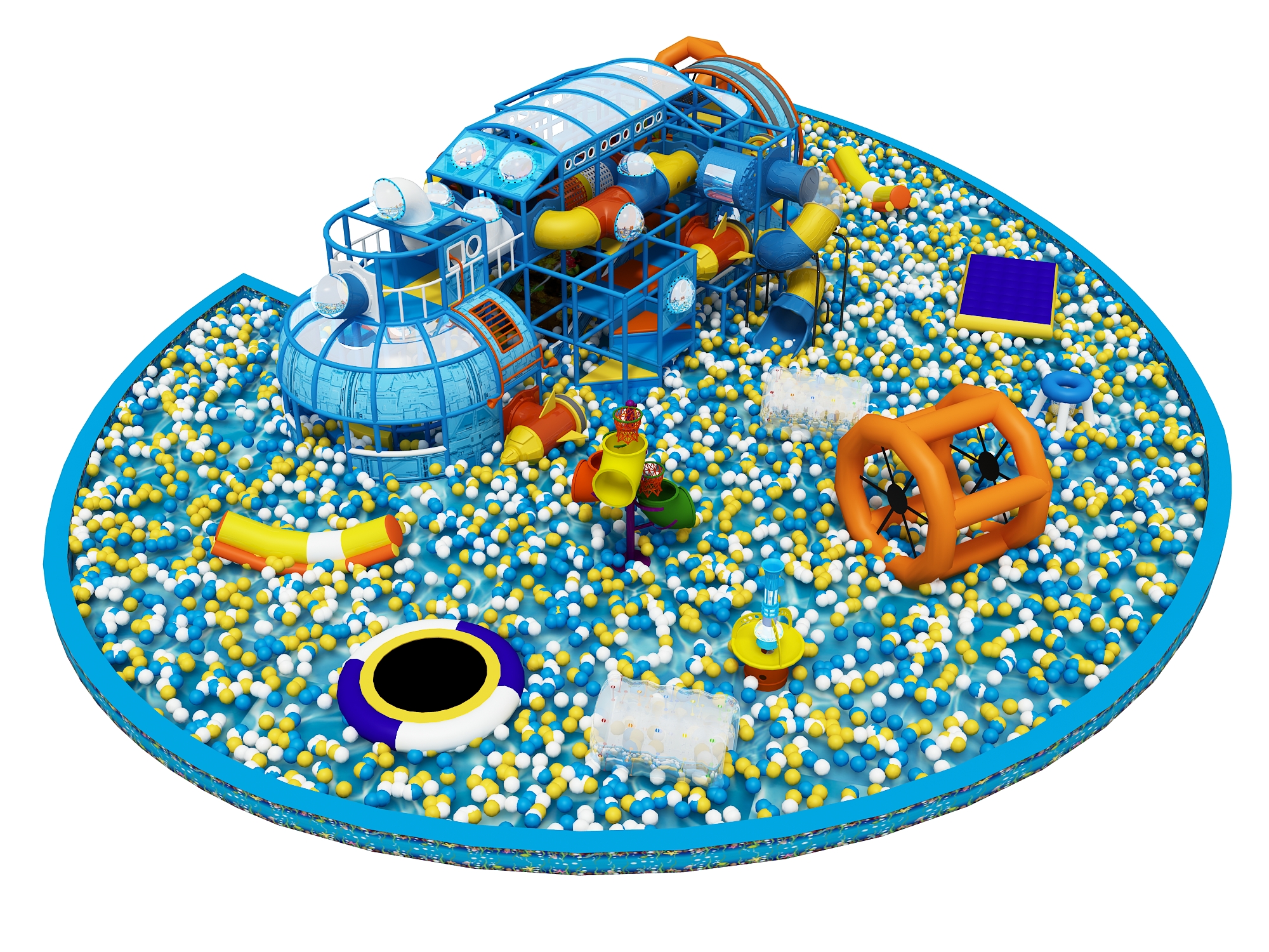 Metal Ocean Themed Indoor Playground with Cafe With Slides - Buy metal ...